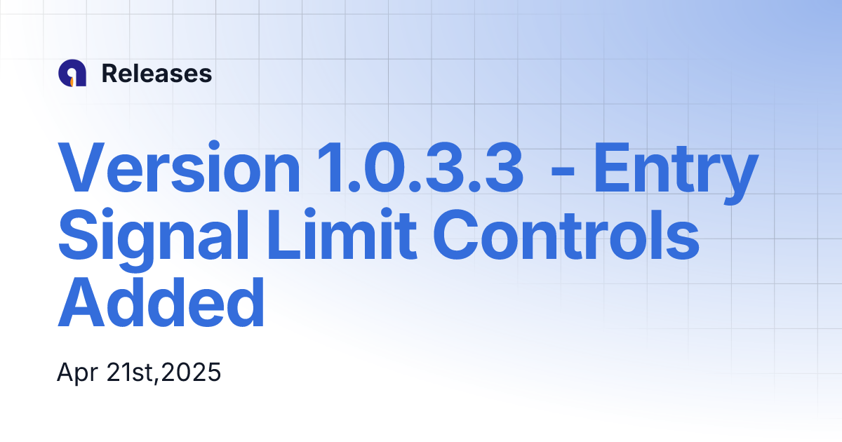 Version 1.0.3.3 - Entry Signal Limit Controls Added | Releases